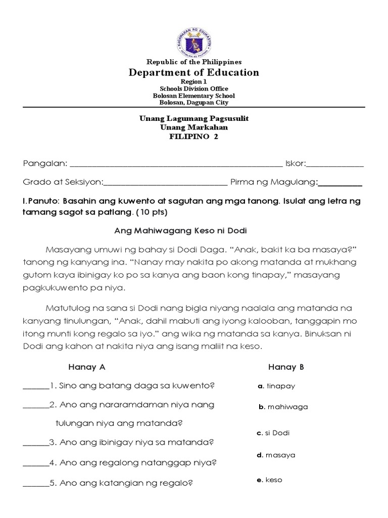 Filipino 1ST Quarter | PDF