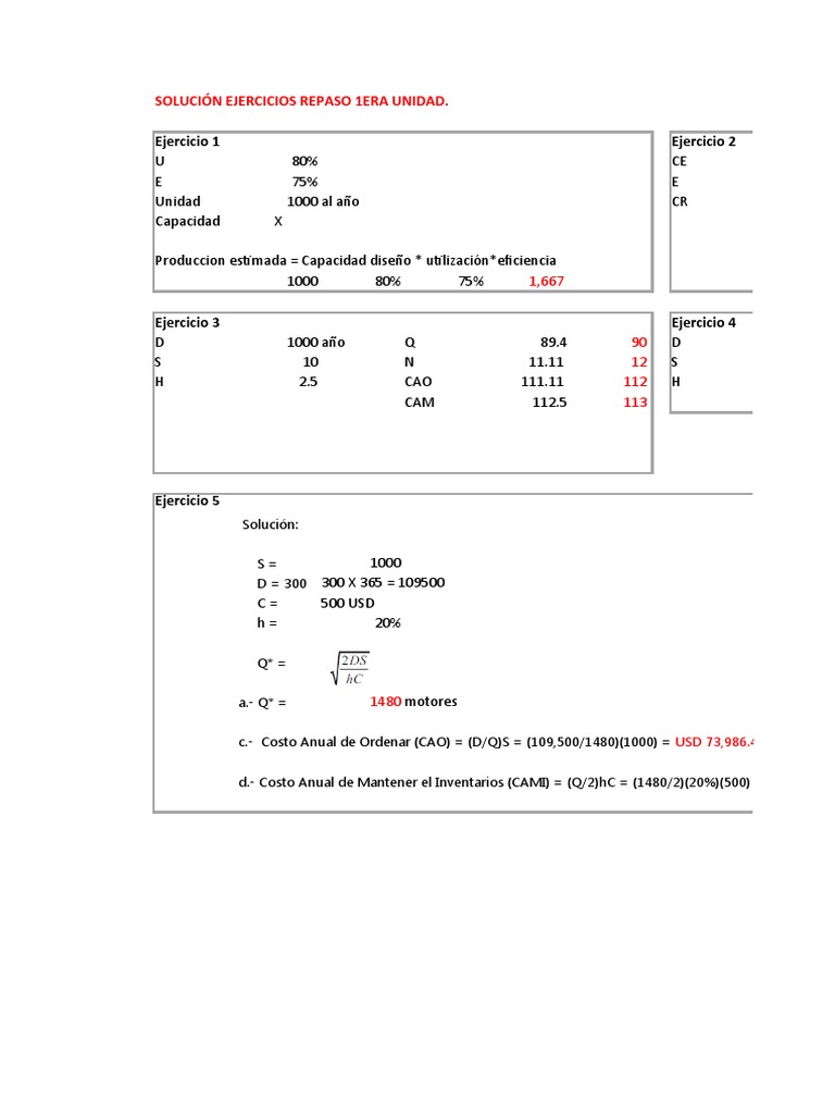 Solución Ejercicios Repaso 2 | PDF | Textiles