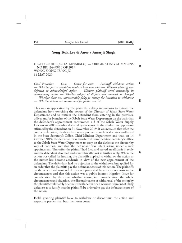 Yong Teck Lee & Anor V Amarjit Singh | PDF