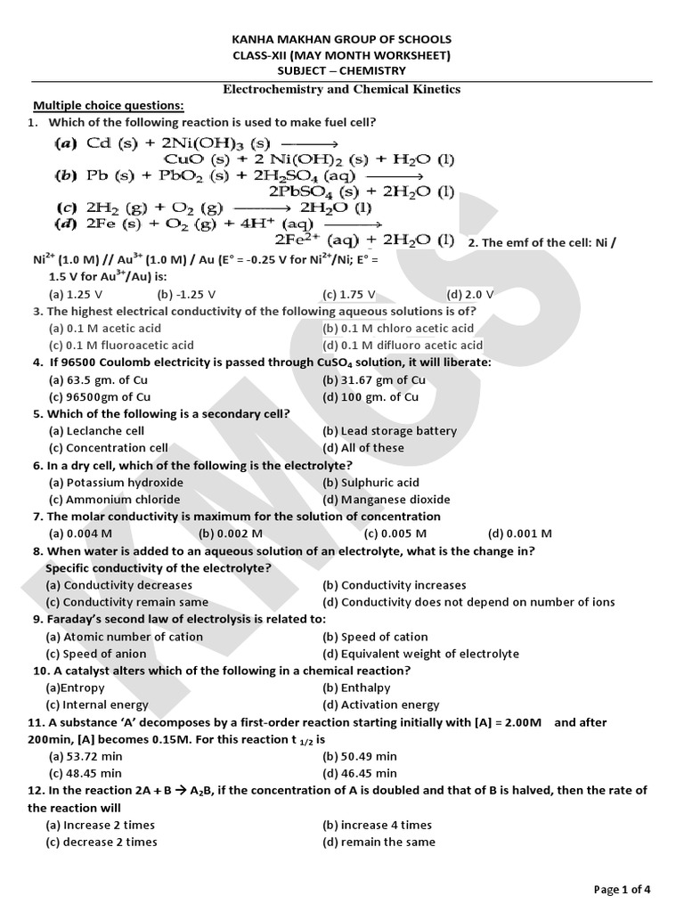 Class-12 Chemistry Electro | Download Free PDF | Reaction Rate ...