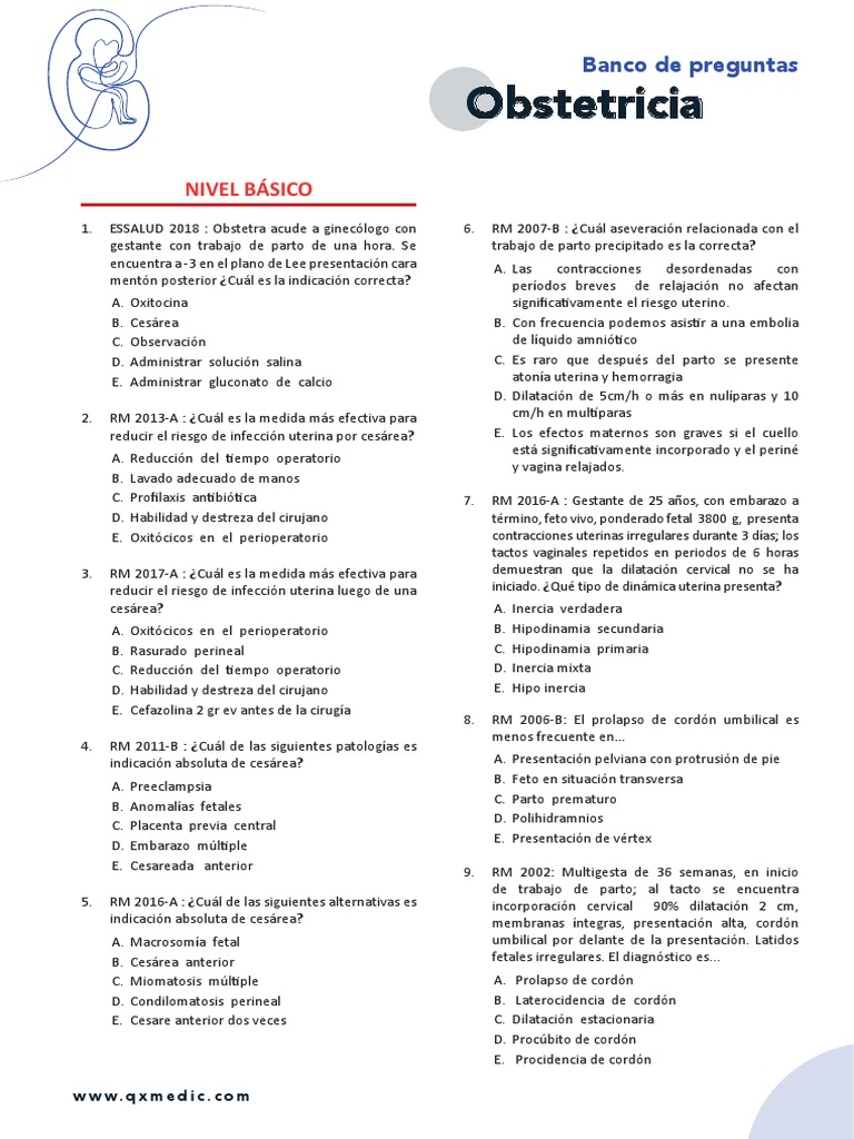 Obstetricia Banco Histórico Por Niveles Rm2023 Pdf Parto El