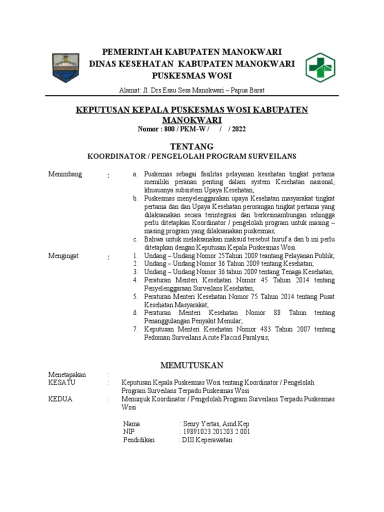 SK Surveilans | PDF | Kesehatan Holistik