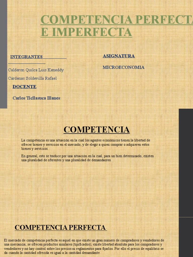 Competencia Perfecta e Imperfecta | PDF | Mercado (economía ...