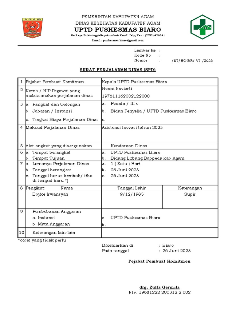FORMAT SPPD Terbaru Juni 2023 | PDF