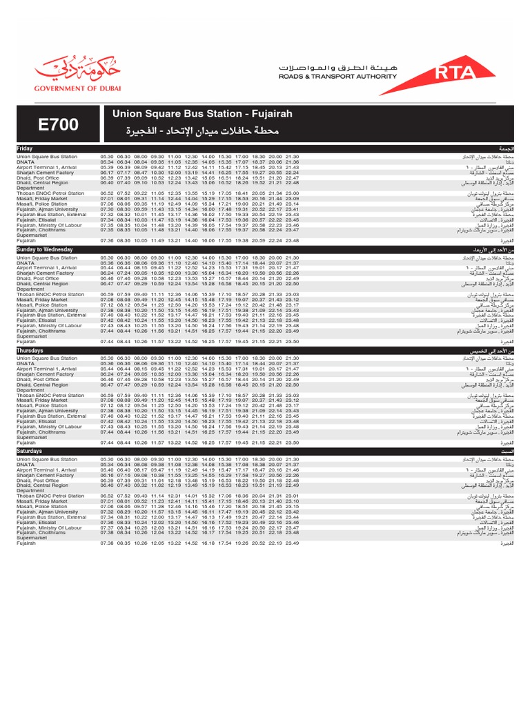 E700 Timetable | PDF | Transport