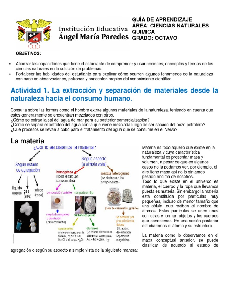 La Materia y Sus Propiedades Periodo 1-1 | PDF | Mezcla | Química