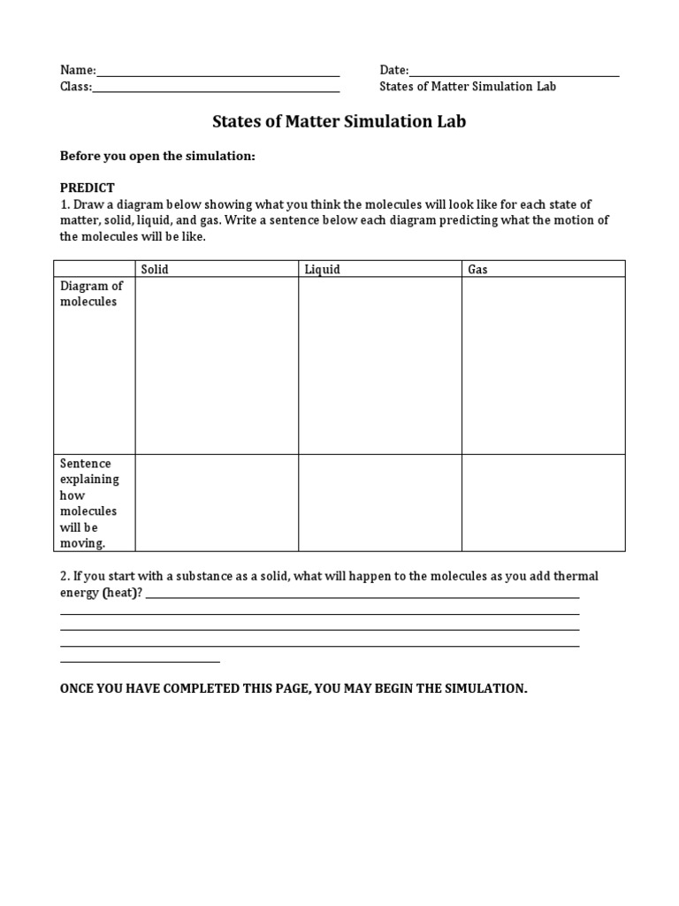 SCI0603 - LAB - States of Matter Simulation | PDF | Water | Temperature