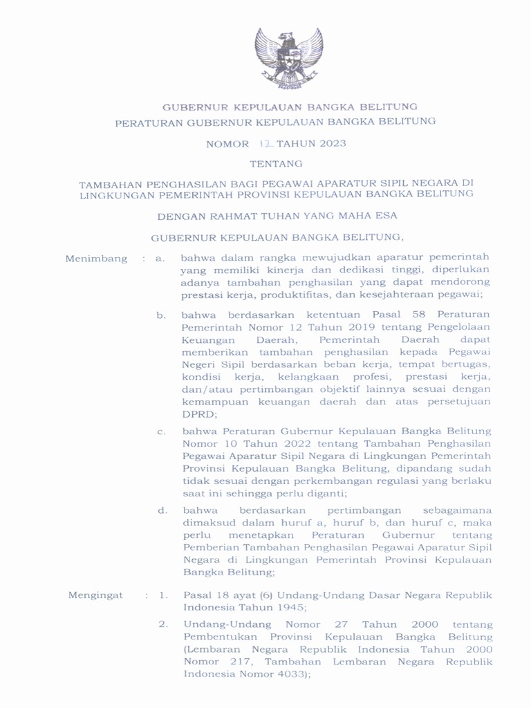 Pergub TPP Nomor 12 THN 2023 | PDF