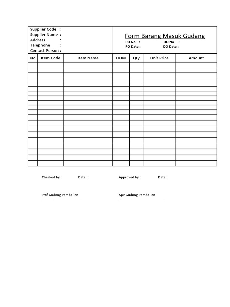 Form Barang Masuk Gudang | PDF | Law
