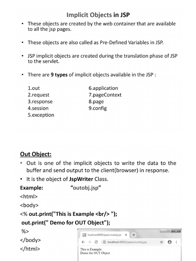 JSP ImplicitObjects | PDF