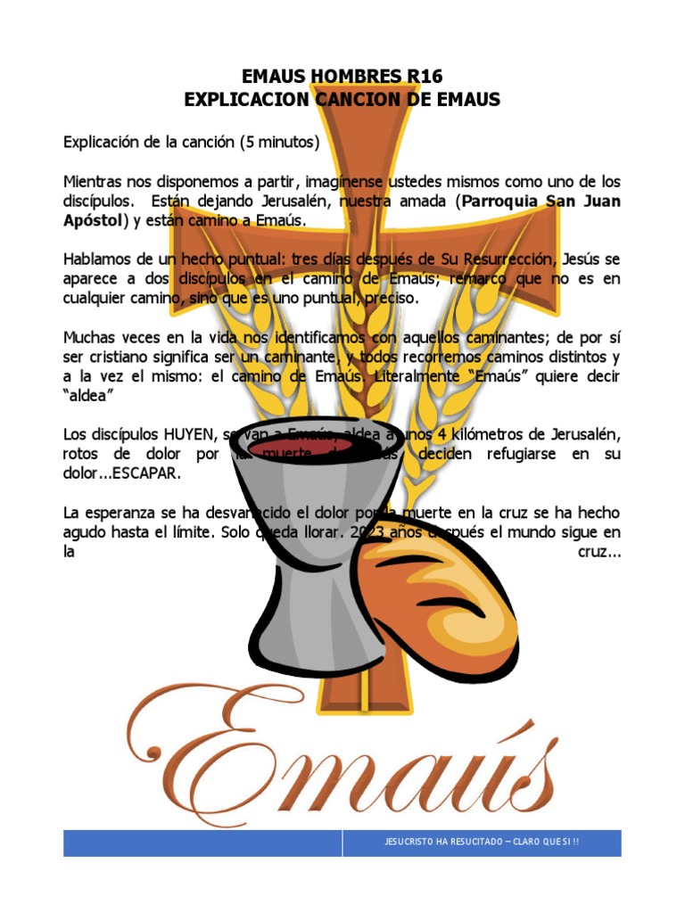 08 - R16 - Explicacion Cancion de Emaus | PDF | Arte | Religión y ...