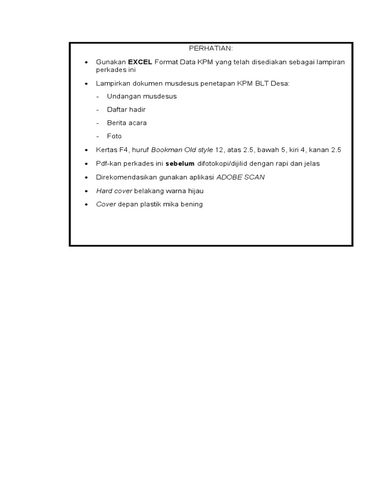Contoh Perkades BLT Desa 2023 | PDF