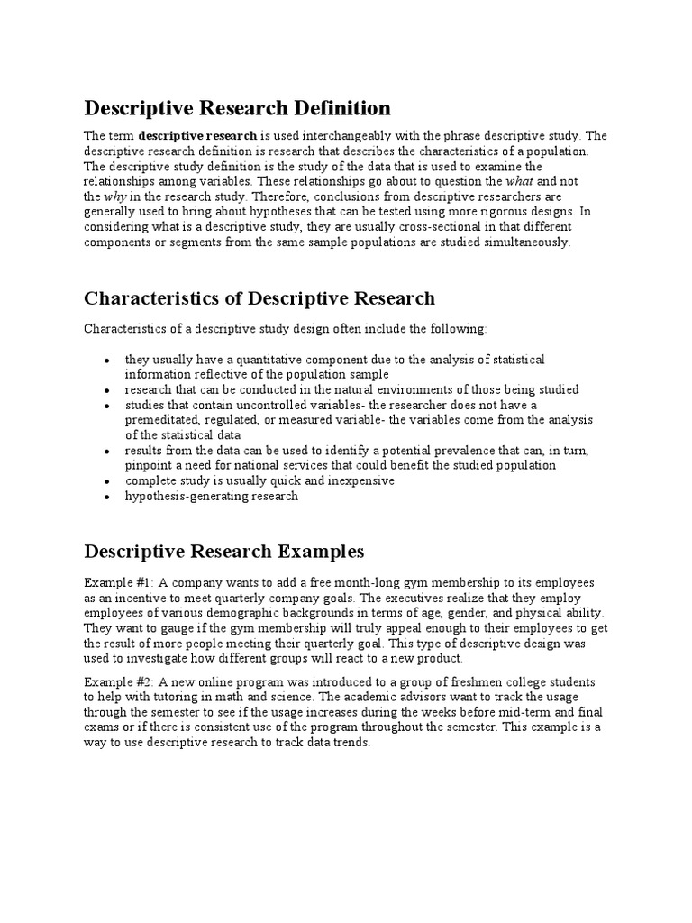 Descriptive Research Definition | Download Free PDF | Statistics | Data