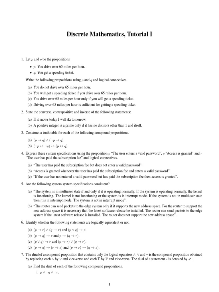 Discrete Mathematics Practice Set | PDF