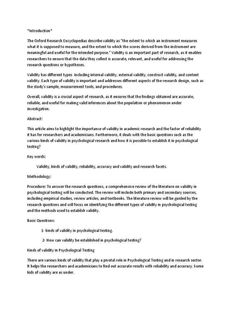Validity and Its Types | PDF | Validity (Statistics) | Psychometrics
