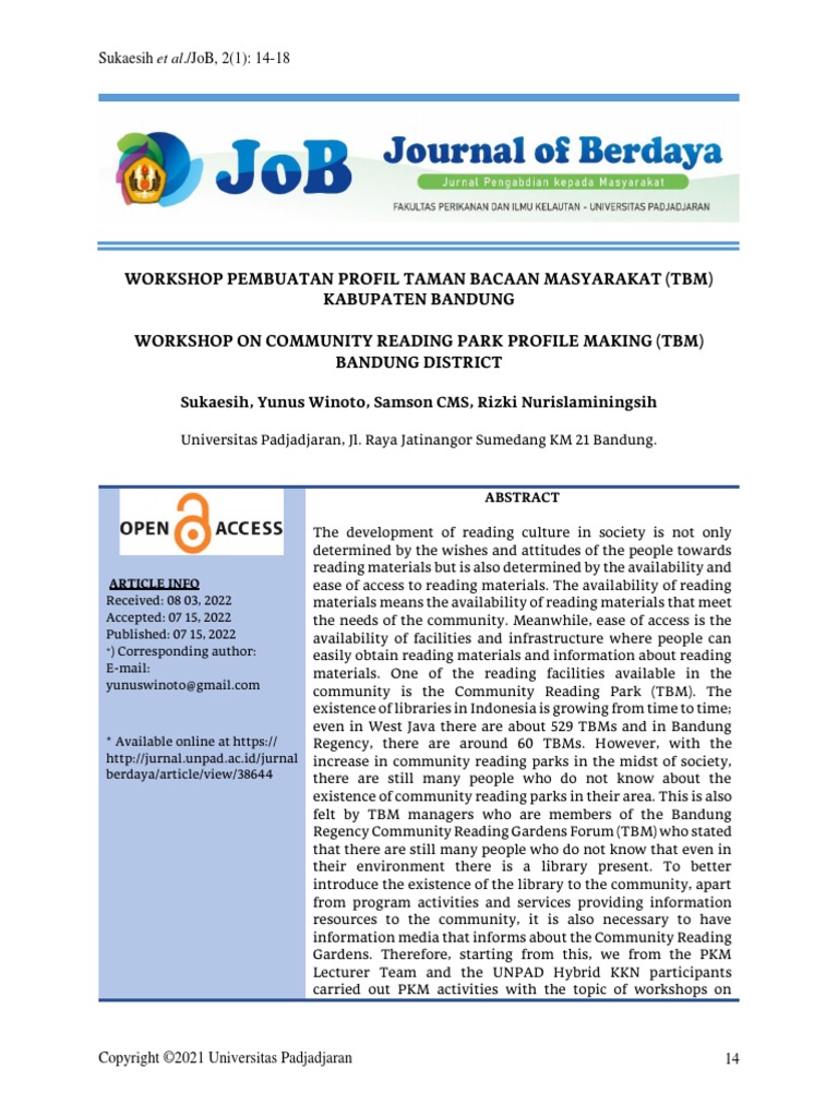 Workshop Pembuatan Profil Tbm Pdf