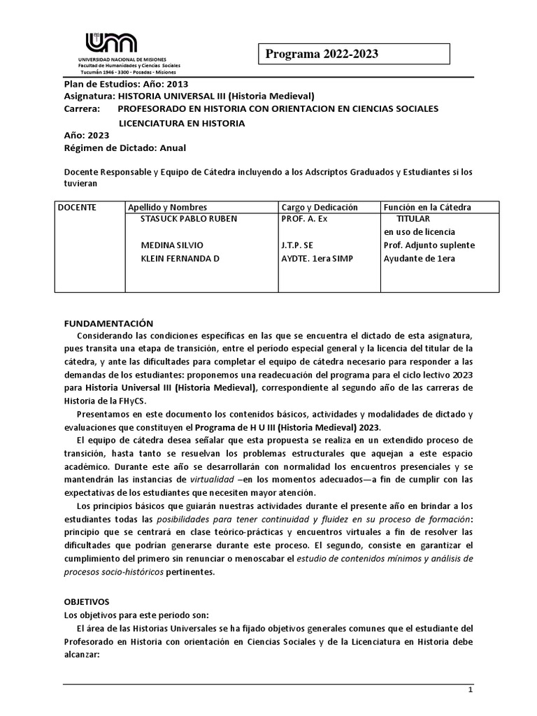 HMed Programa 2022-2023 | PDF