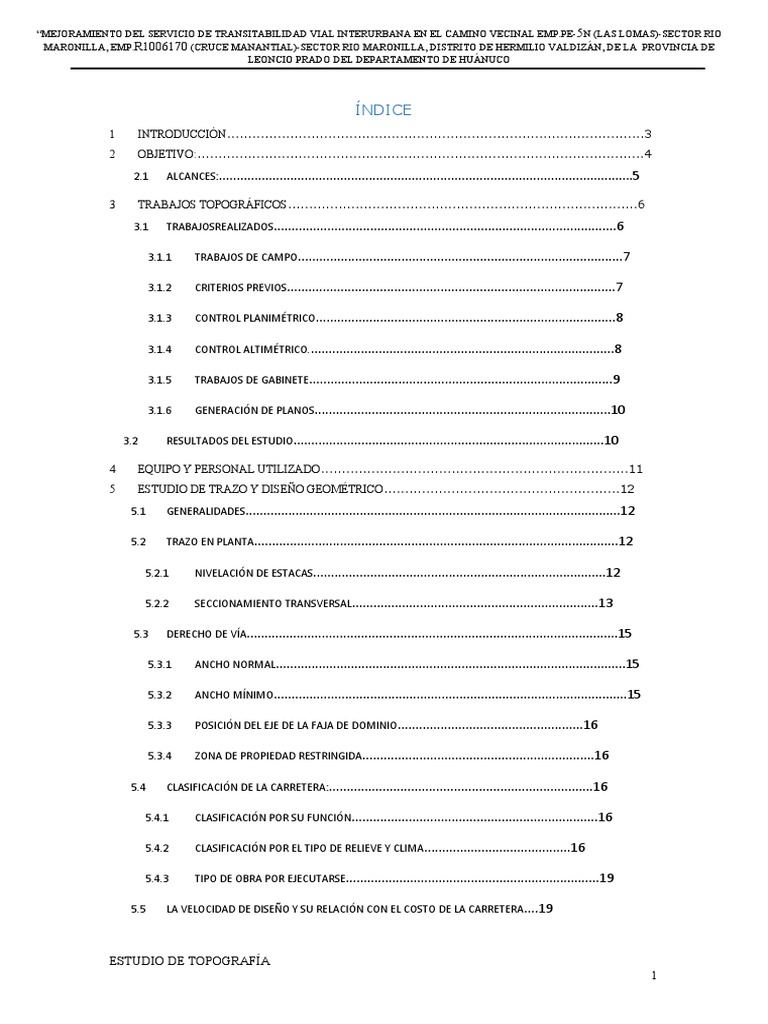 4 Estudio Topográfico Final Ok Pdf Topografía La Carretera