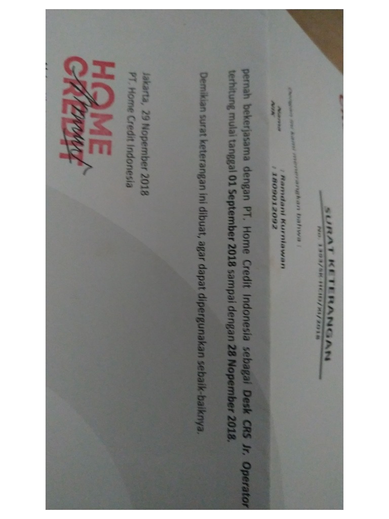 Paklaring Home Credit Pdf