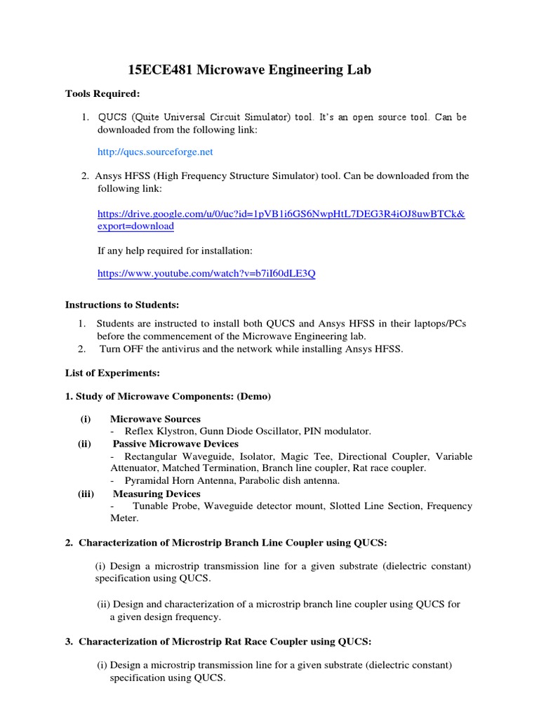 Microwave Engineering Lab Guide | PDF