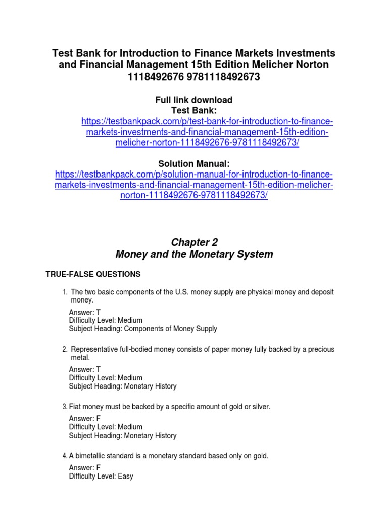 Introduction To Finance Markets Investments and Financial Management ...