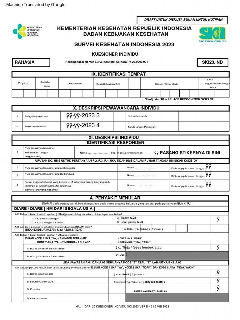 #45 English Ski Kuesioner - Ind 2023 | PDF