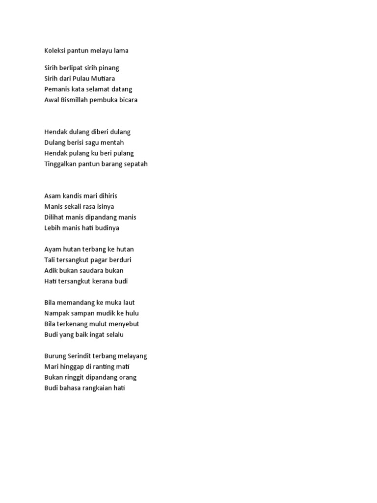 Koleksi Pantun Melayu Lama | PDF