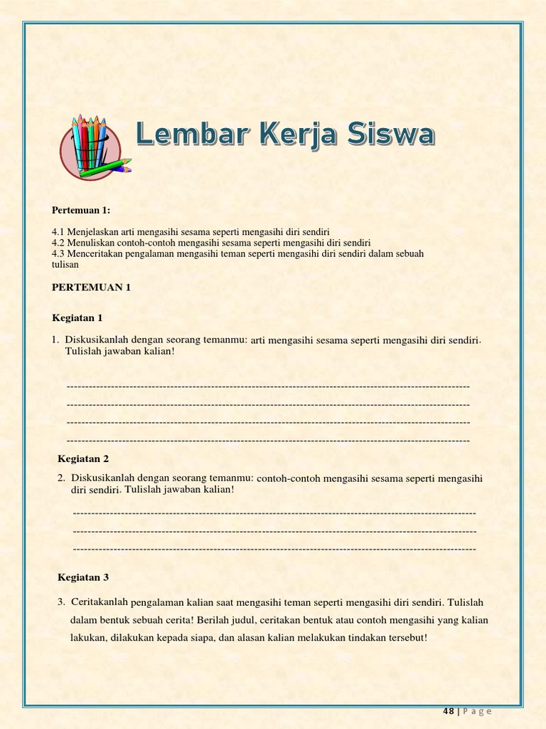 1 LKS Mengasihih Sesama Seperti Mengasihi Diri Sendiri | PDF 1 LKS Mengasihih Sesama Seperti Mengasihi Diri Sendiri | PDF