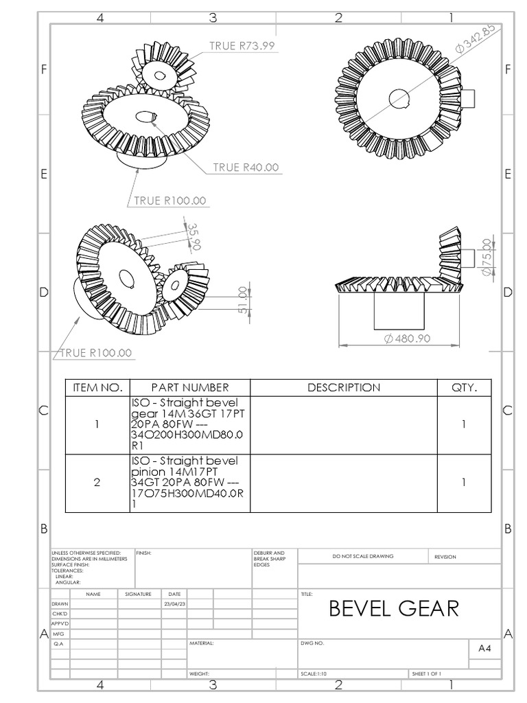 Bevel Gear DRAWING PDF | PDF | Mechanical Engineering