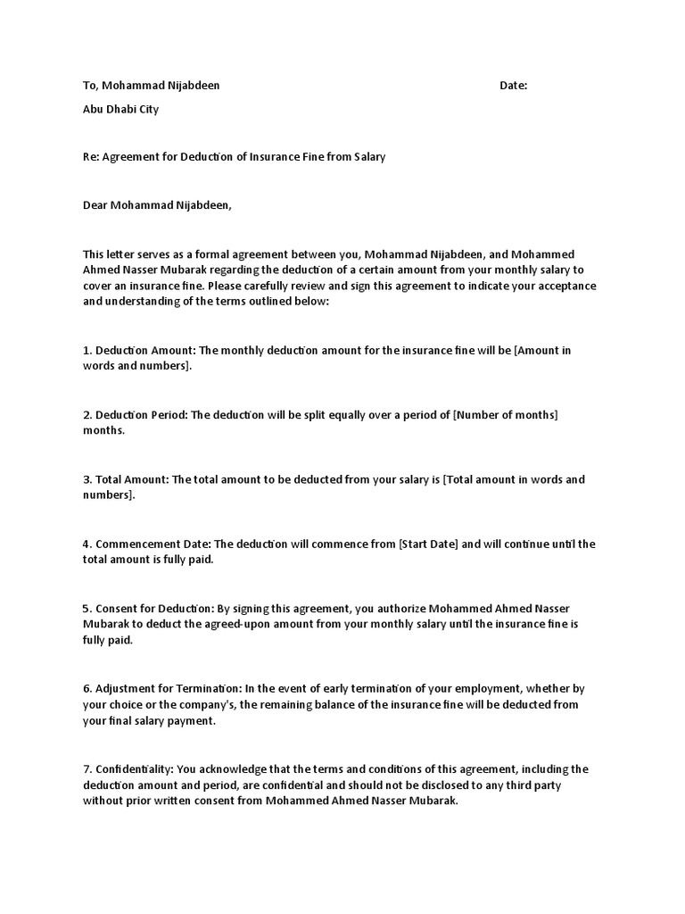 Agreement or Acknowledgement Letter | PDF