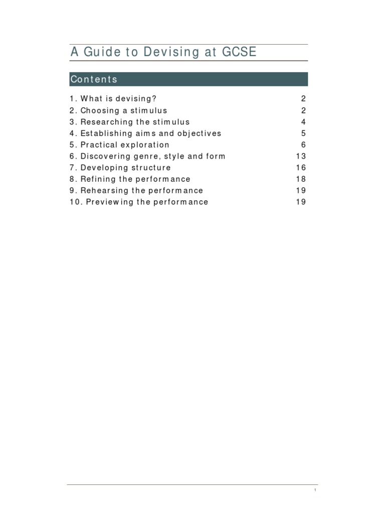 GCSE Devising Performance Guide | PDF | Nonverbal Communication ...