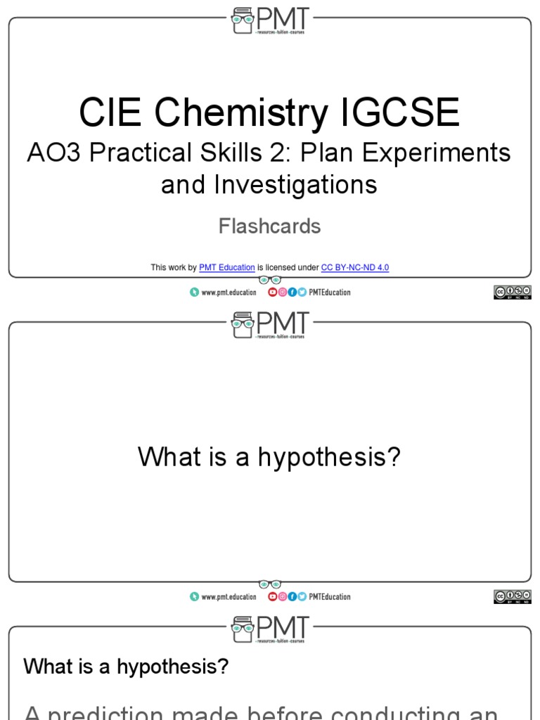 Flashcards - Practical Skills 2 Plan Experiments and Investigations | PDF