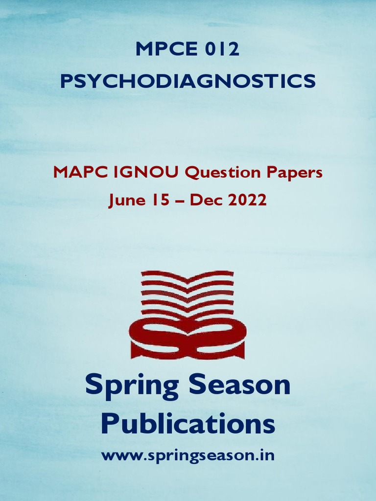 IGNOU MAPC Psychodiagnostics Papers | PDF | Teaching Methods & Materials