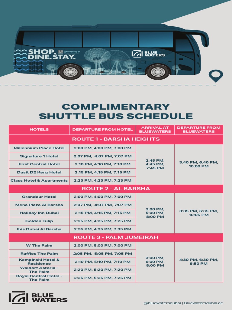 Bluewaters Shuttle Bus Schedule EA-1 | PDF
