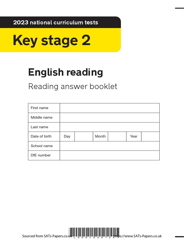 ks2 English 2023 Reading Answer Booklet | PDF