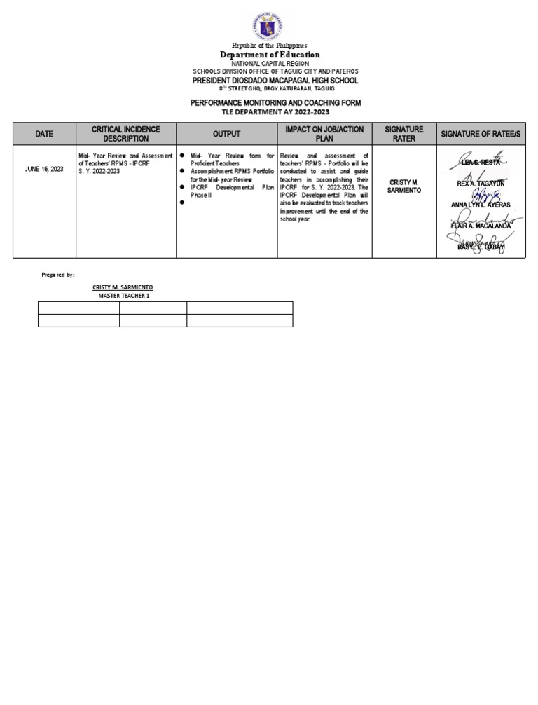 SARMIENTO PMCF Objective 14 | PDF