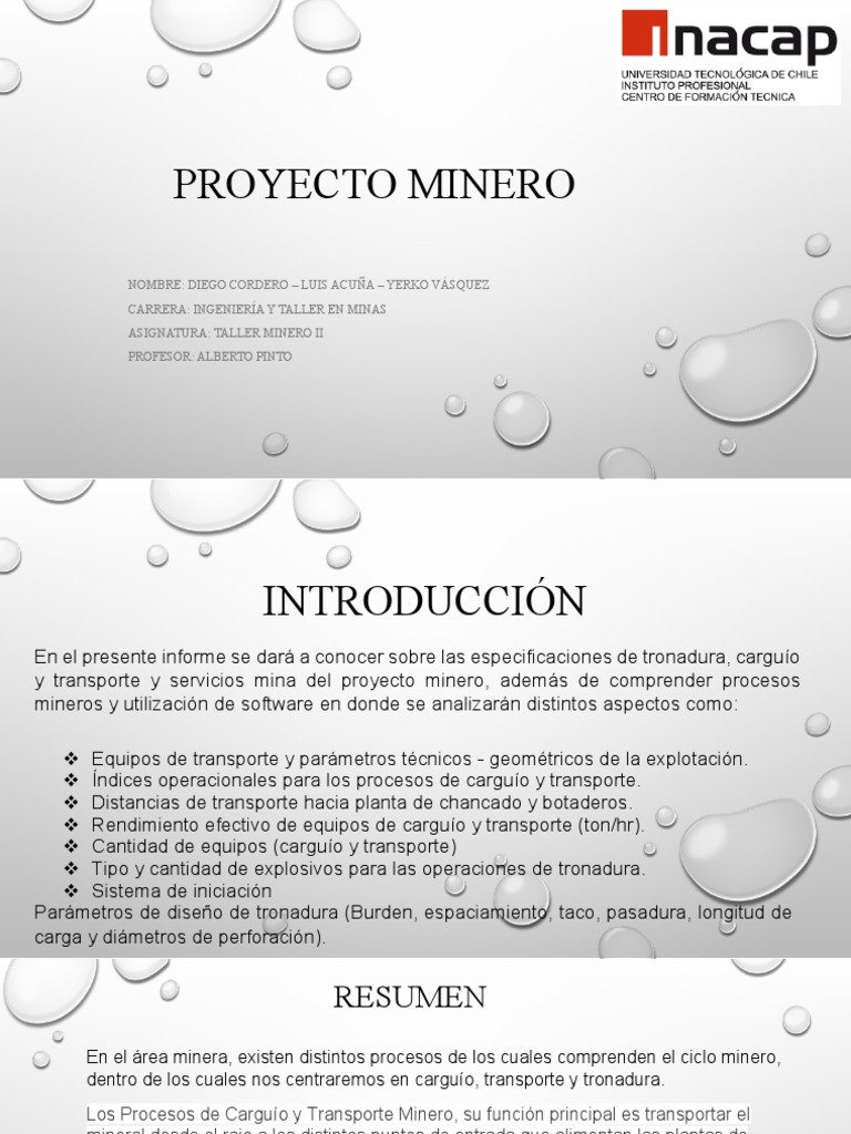 Proyecto Minero Taller II | PDF | Minería | Transporte
