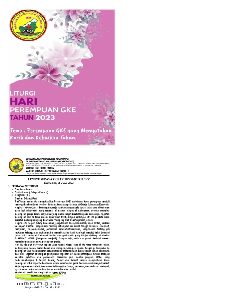 Liturgi Hari Perempuan Gke | PDF