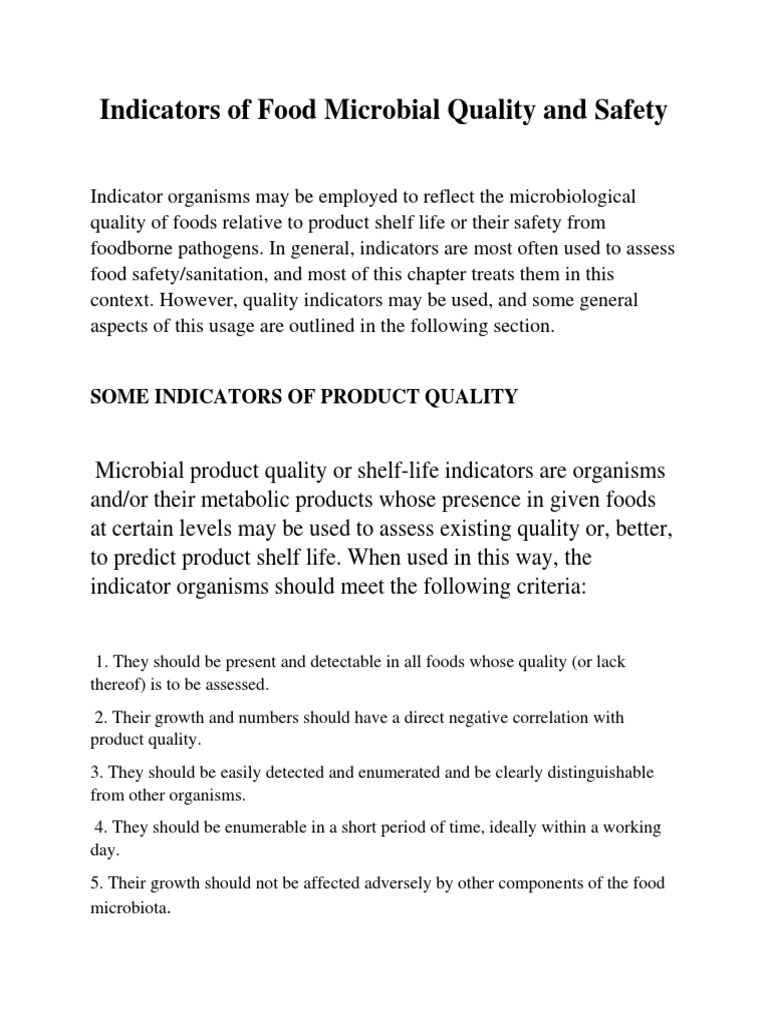 Microbial Indicators of Food Quality | PDF | Medical Specialties ...