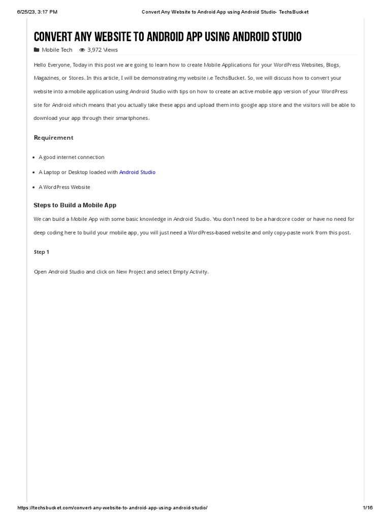 Convert Any Website To Android App Using Android Studio - TechsBucket ...