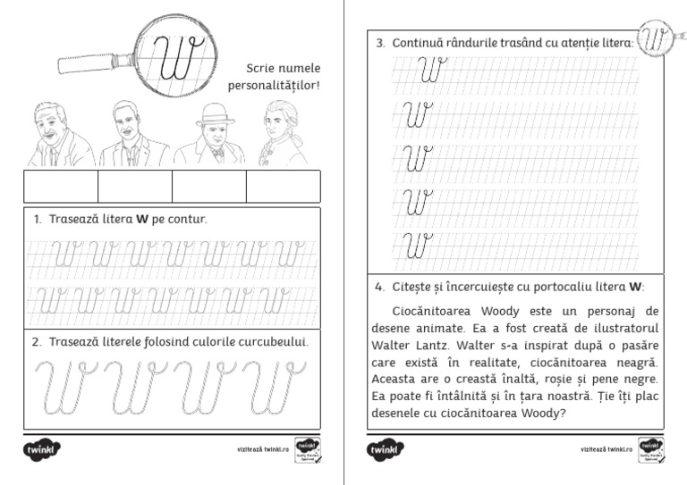 Litera W - Fisa Pentru Trasarea Literei Mari de Mana | PDF