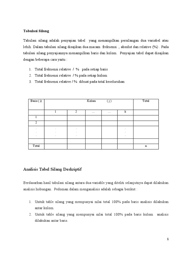 Panduan Analisis Tabel Silang | PDF