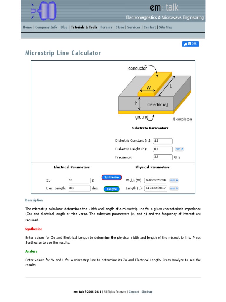 Microstrip Line Calculator em Talk | PDF