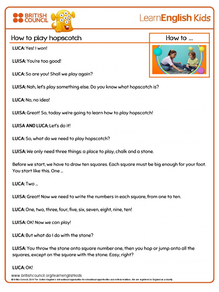 How To Play Hopscotch Transcript | PDF