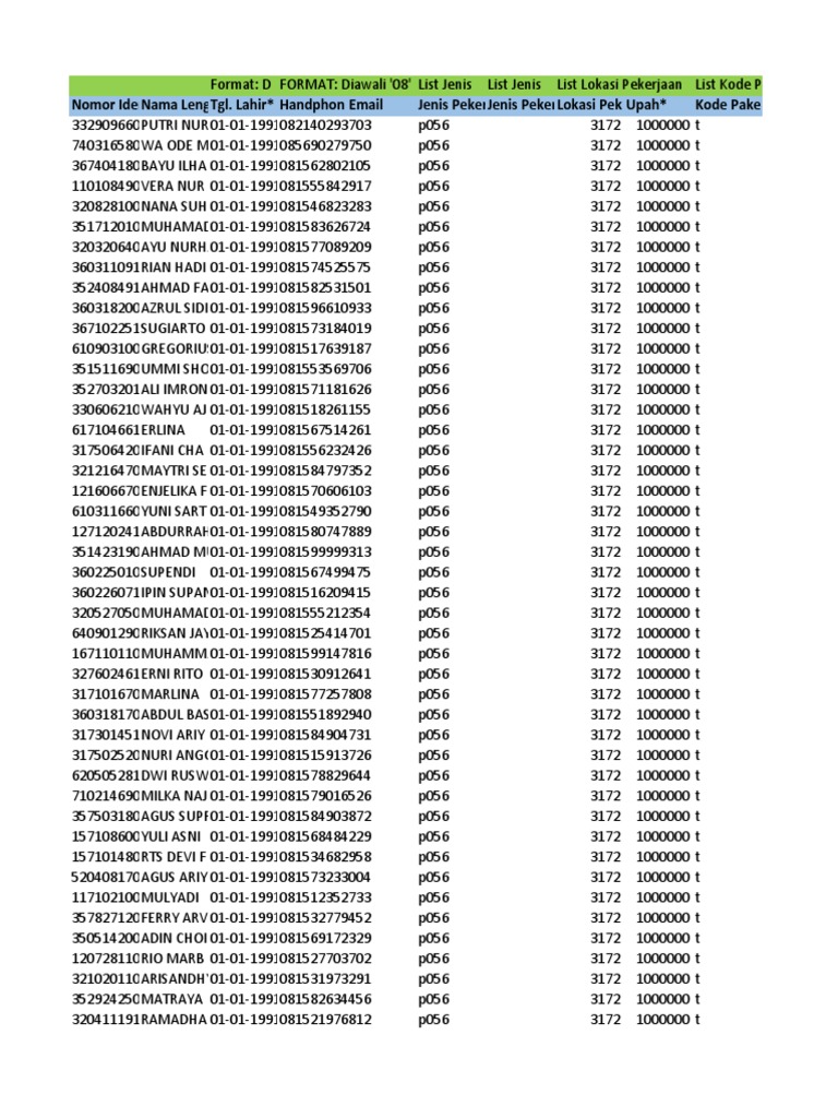 Template Pendaftaran Bpu TK Baru | PDF