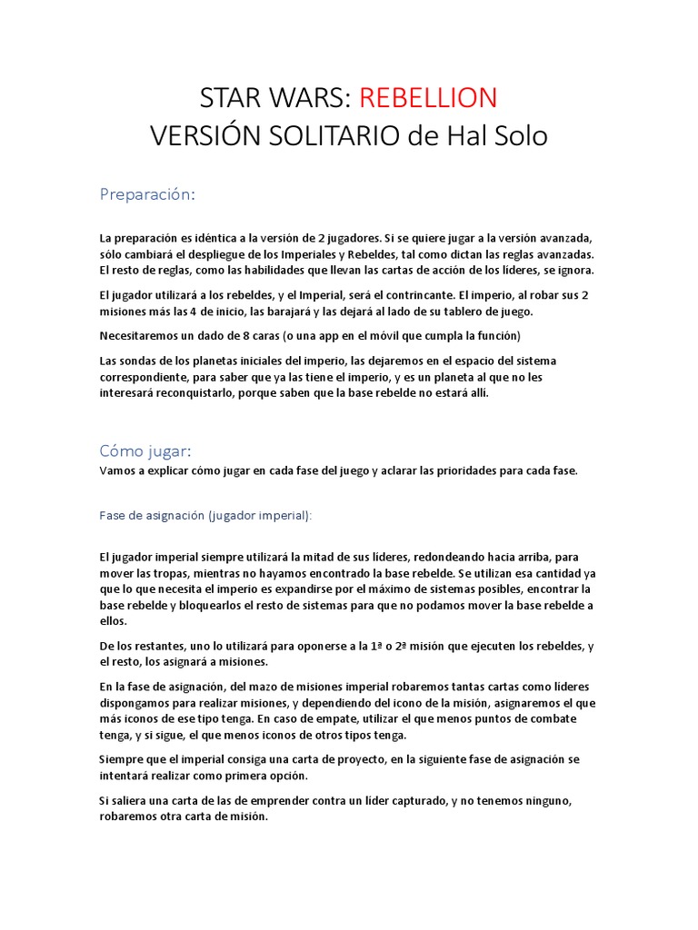 Hal STAR - WARS - REBELLION | PDF