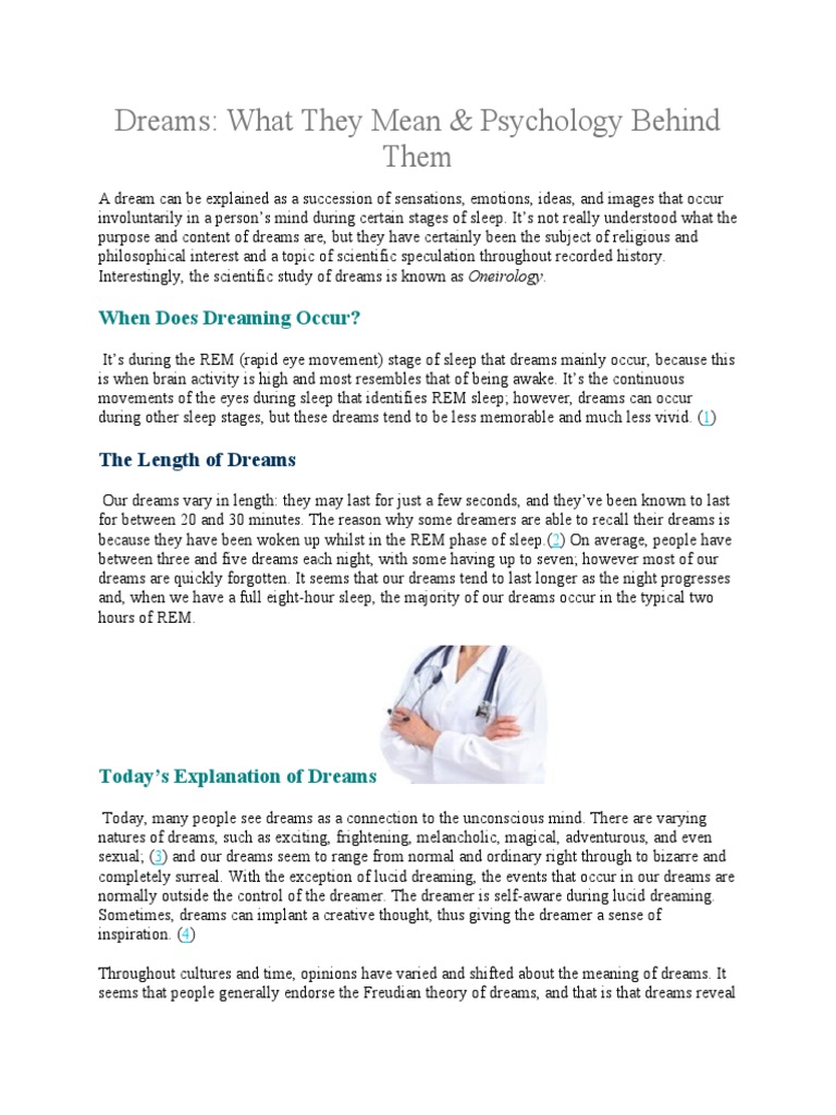 Dreams What They Mean & Psychology Behind Them | PDF