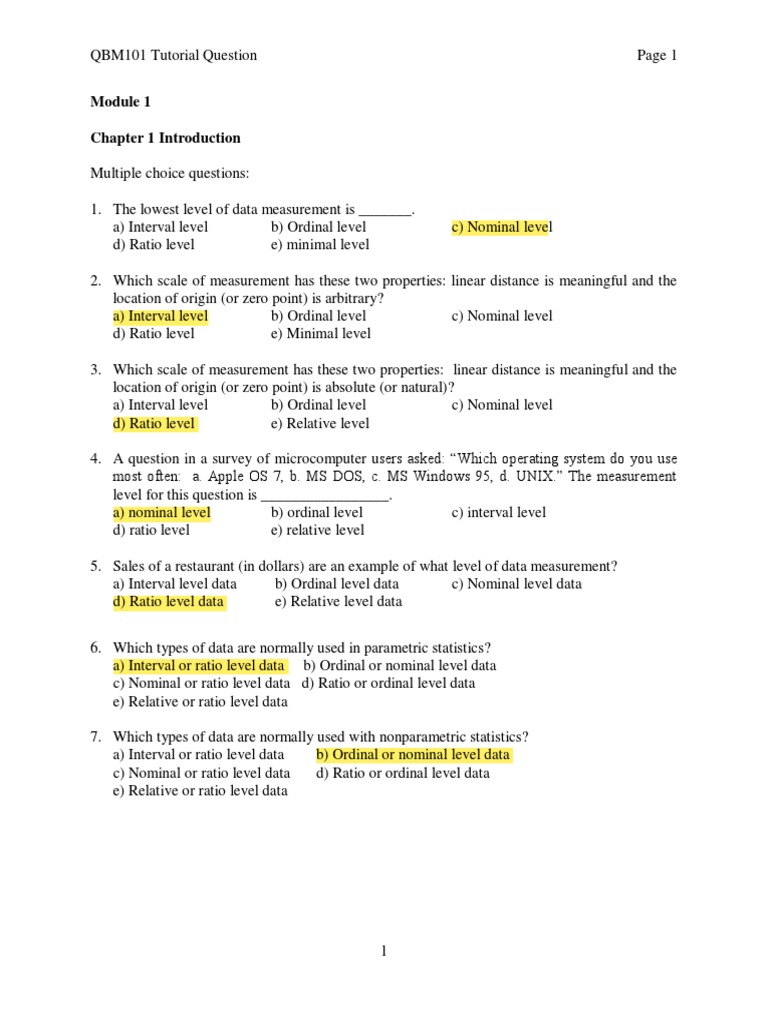 QBM101 Tutorial Module 1 | PDF