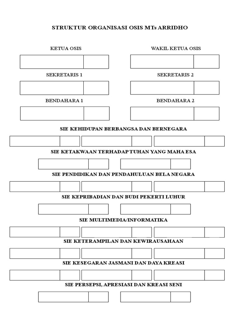 Struktur Organisasi Osis Mts Arridho TP | PDF