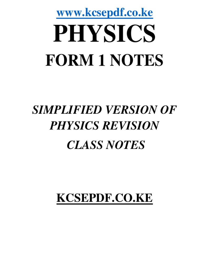 Form 1 Physics Notes | PDF